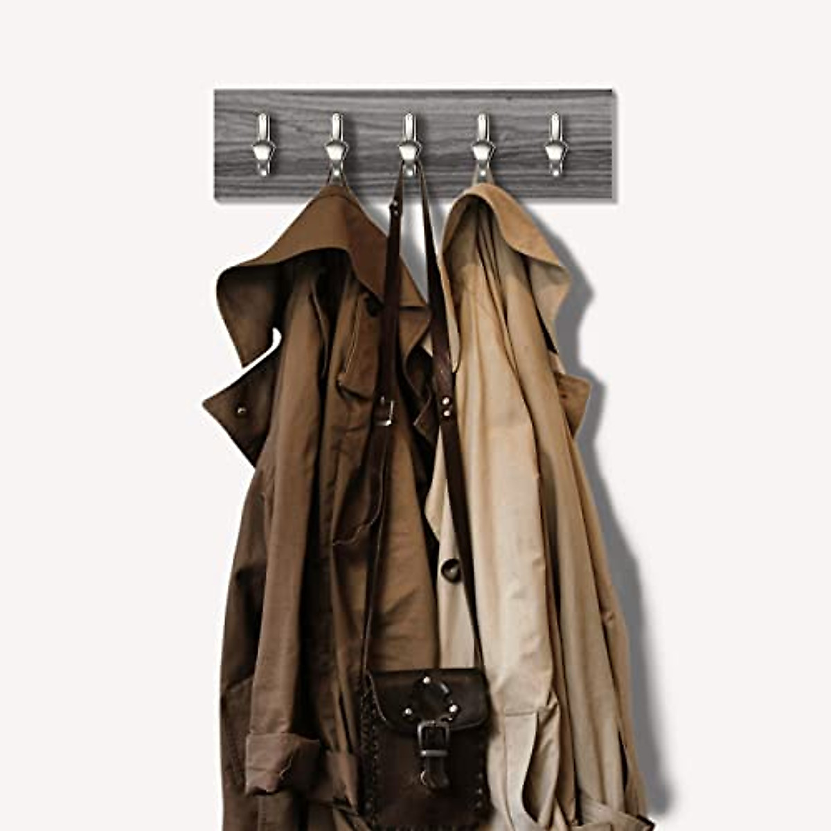 DECMATE 5 Packs Heavy Duty Wall Mounted Coat Hooks with 10 Screws Utility Hardware Contemporary Metal Single Hooks Brushed Satin Nickel for Hanging Coat, Scarf, Bag, Towel, Key, Cap, Cup, Hat …