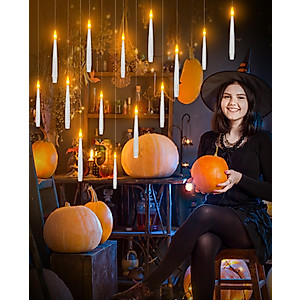 24 PCS Floating Candles with Wand, Christmas Decoration Magic Hanging Candles, Floating Flameless Candle with Remote, LED Taper Lights Candle Flickering for Xmas Indoor Party Room Birthday Decor Gift