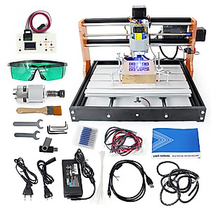 CNCTOPBAOS 2 in 1 CNC 3018-PRO Engraver Machine with 10W Module,Limit Switches,Emergency Stop,GRBL Offline Controller,DIY Mini CNC Router Kit Desktop Milling Engraving Cutting Wood,Acrylic,PVC,PCB