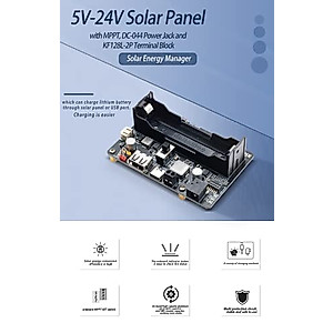 xicoolee Solar Energy/Power Manager Module, Solar Power for 5V-24V Solar Panel, Supports Solar Panel or USB Port Battery Charging