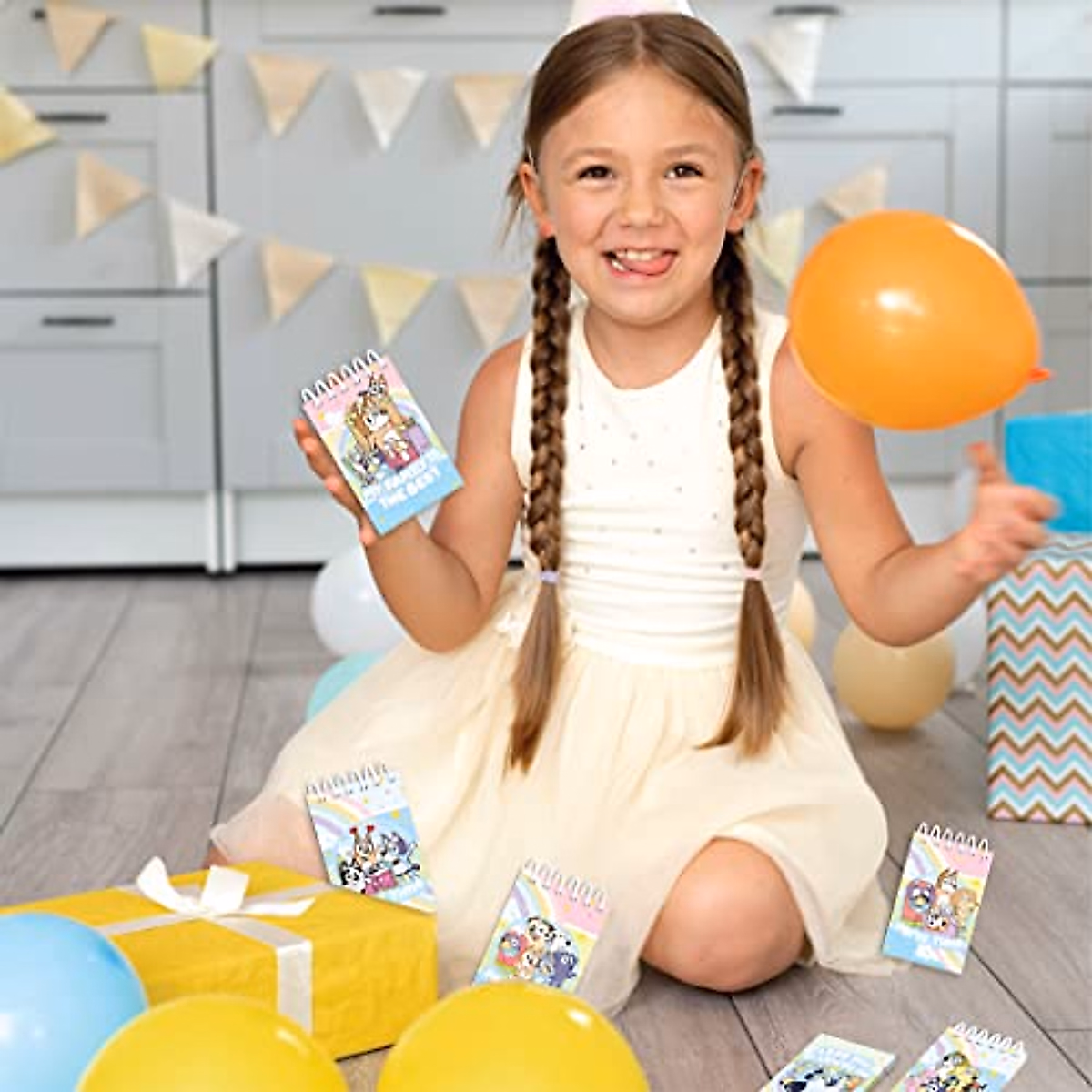 Bluey Birthday Party Supplies, 24Pcs Mini Notepads for Bluey Birthday Party Favors, Goodie Bag Stuffers, Children Classroom Rewards, 8 Types