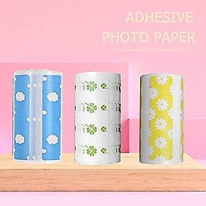 Paperang GZlanu 6 Rolls Thermal Sticker Paper Roll Clear Printing for PeriPage A6 Pocket Thermal Printer for PAPERANG P1/P2 Mini Photo Printer (PPSP3R+PPLB3R+1R),57x30mm