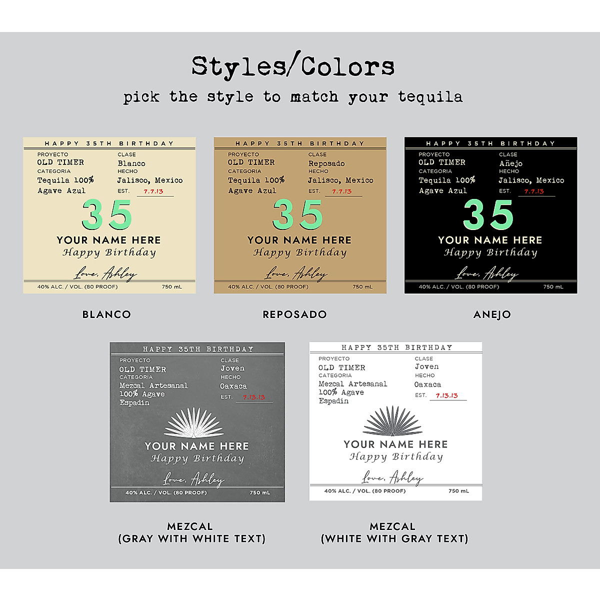 Personalized Happy Birthday Label to fit Casamigos Bottles