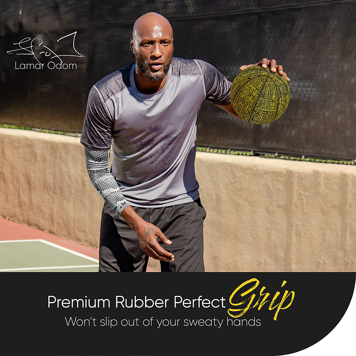 Millenti StreetCred-Lingo Series Indoor/Outdoor Basketballs Size 7-29.5 Premium Rubber Perfect Grip, with Chick Hearn Classic One Liner Basketball Adjectives, Army Green, BB0407RWB