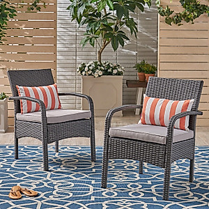Christopher Knight Home 305810 Otto Outdoor Wicker Club Chair, Gray and Silver(Set of 2)