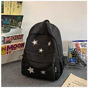 Lefe Liee cute y2k star backpack for women, kawaii canvas aesthetic bookbag, preppy grunge simple emo trendy backpack bag