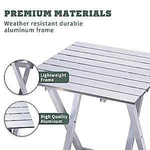 SUNNYFEEL Folding Camping Table - Lightweight Aluminum Portable Picnic Table, 18.5x18.5x24.5 Inch for Cooking, Beach, Hiking, Travel, Fishing, BBQ, Indoor Outdoor Small Foldable Camp Tables