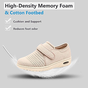 Womens Diabetic Walking Shoes Adjustable Outdoor Sneakers Recovery Easy On Off Strap Wide Width Slippers Comfort for Seniors Elderly Woman Swollen Feet, Edema, Foot Pain