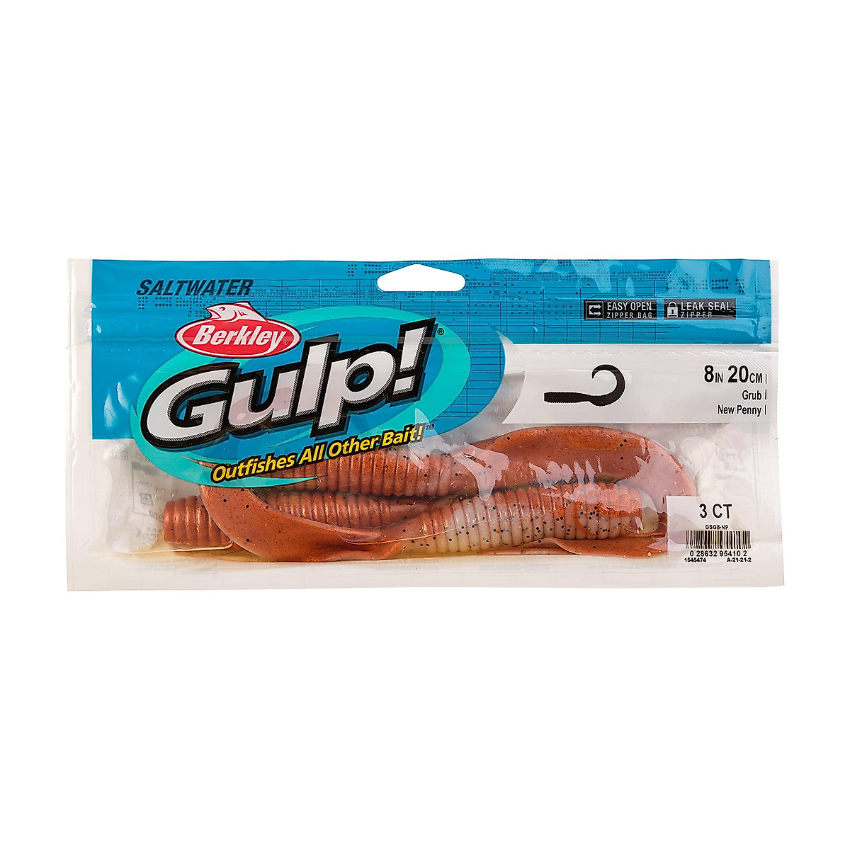 Berkley Gulp! Grub Fishing Soft Bait , New Penny, 8"