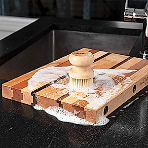 CLARK'S Cutting Board Oil Scrub Brush - Round Wood Applicator for Food Grade Mineral Oil and Wax on Wooden Bamboo, Cast Iron, and Utensils – USA Maple Construction – Kitchen Countertops Food Safe