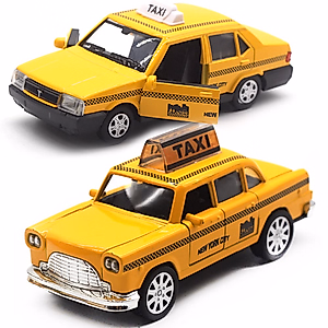 OTONOPI New York City Taxi Cab Toy Taxi Car Toy for Kids Yellow Cab Diecast Model Toy Car with Pullback Action for Toddler Age 3+ Pack of 2