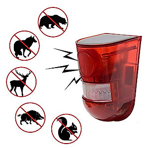 Solar Sound & Light Alarm Motion Sensor 110 Decibels Siren Sound Alert & 6LEDs Flash Warning Strobe Security Alarm System for Farm Villa