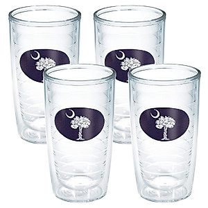 Tervis South Carolina Flag Made in USA Double Walled Insulated Tumbler Travel Cup Keeps Drinks Cold & Hot, 16oz 4pk - No Lid, Navy and White