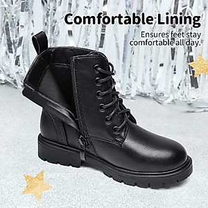 DREAM PAIRS Boys Girls Kbo211 Side Zipper Combat Ankle Boots Black Pu Size 5 Big Kid