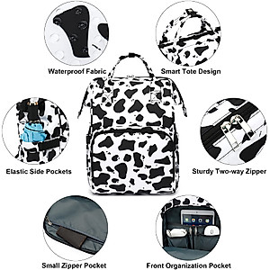 Xunteny Cow Print Women Laptop Backpack, College School Backpack Bookbag 15.6 Inch Computer Backpacks for Work Business Travel