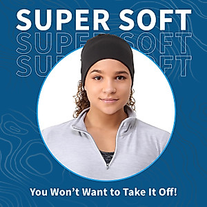 TrailHeads Womens Ponytail Headband - Reflective, Moisture Wicking Hair Headband for Running, Winter - Adrenaline Series - Black