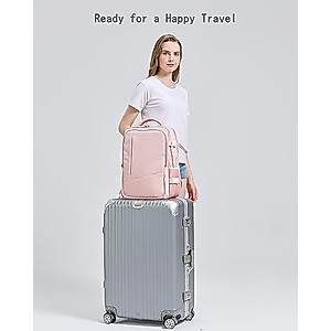 LUCKGLOW Travel Backpack for Women, Pink, Carry on Backpack, Laptop Backpack 15.6 Inch, Travel Essentials, Casual Daypack Backpack