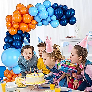 Blue Balloons Garland Arch Kit, Navy Blue Orange Balloon Arch Kit, Blue Orange Latex Balloons Party Balloons For Birthday Decoration Wedding Baby Shower Engagement DIY Decoration Party Supplies