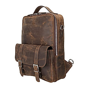 BLACKBROOK Premium Leather Backpack, Hazel Luxurious Genuine Leather Protective Travel Carrying Bag & Backpack, Laptop Bag, Case (Distressed Coffee)