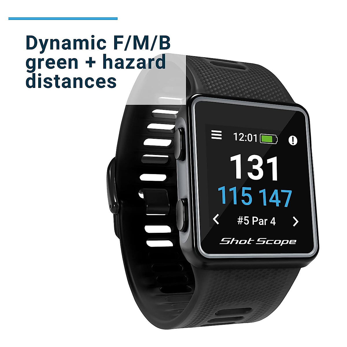 Shot Scope V3 GPS Golf Watch - Automatic Shot Tracking - F/M/B + Hazard Distances - Strokes Gained - iOS and Android Apps - 100+ Statistics, 36,000+ Pre-Loaded Worldwide Courses - No Subscriptions