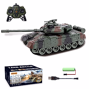 Glorryearst RC Tank 1:28 Scale 9 Channel Remote Control Toy with Realistic Sounds and Lights,Radio Control Military Battle Tanks Gifts for Kids and Adults