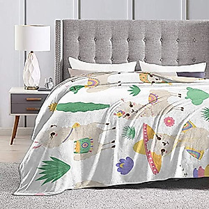Gadimen Llama Throw Blanket, Super Soft Lightweight Flannel Fleece Blankets for Bed Couch Sofa, All Season Warm Cozy Fuzzy Plush Microfiber Blanket for Hot Sleepers 50x40 inches