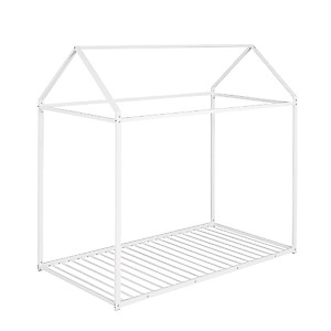 AOCOROE Twin Size House Bed Frame Floor Height Platform Bed for Boys and Girls. Metal Twin Bed House Shaped Canopy Bed Frame with Slats