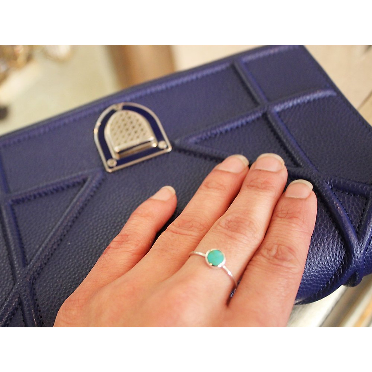 Oxford Diamond Co Sterling Silver Round Simulated Turquoise Ring Sizes 7