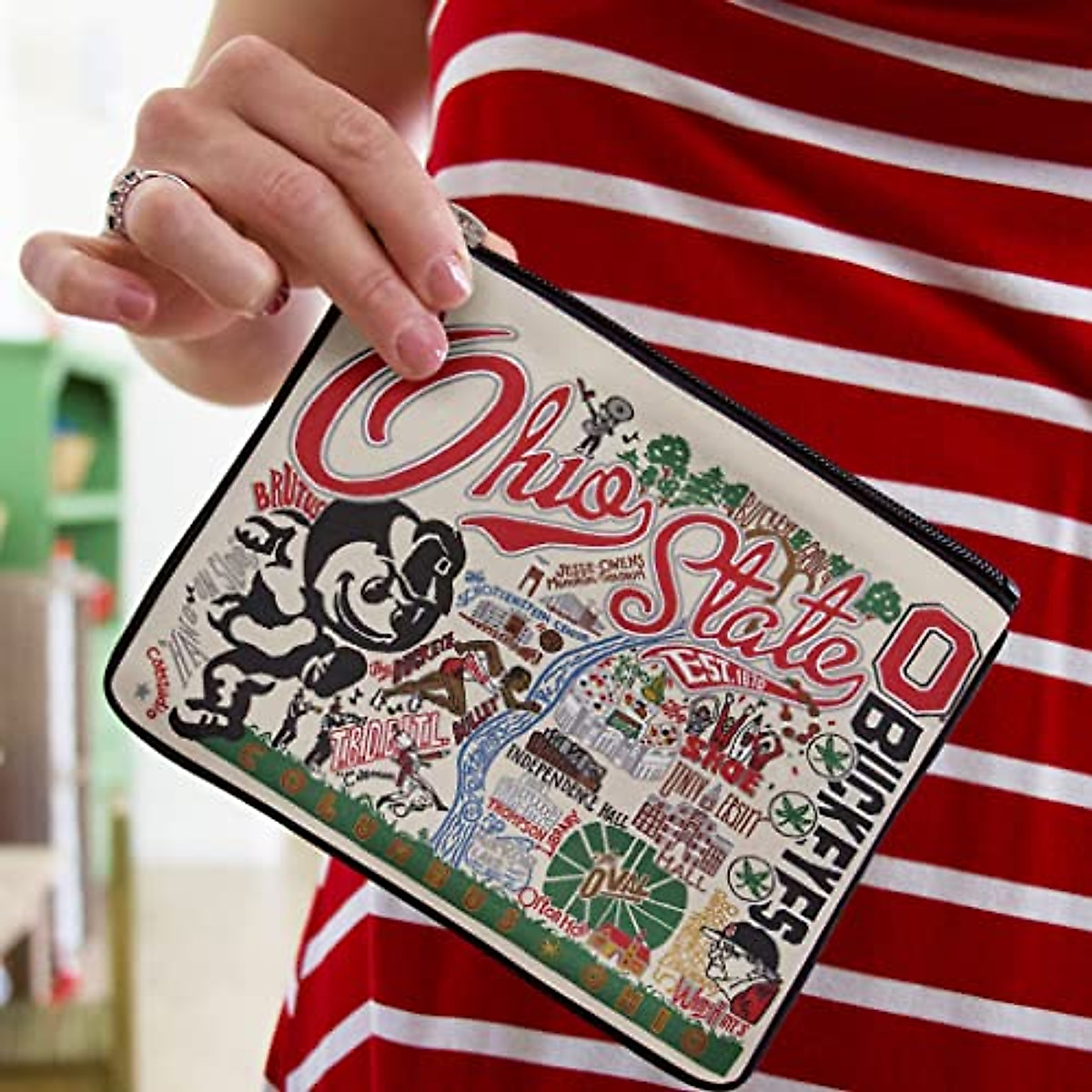 Catstudio Collegiate Zipper Pouch, Ohio State University Travel Toiletry Bag, Ideal Gift for College Students or Alumni, Makeup Bag, Dog Treat Pouch, or Travel Purse Pouch