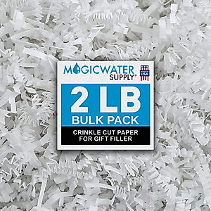 MagicWater Supply Crinkle Cut Paper Shred Filler (2 LB) for Gift Wrapping & Basket Filling - White