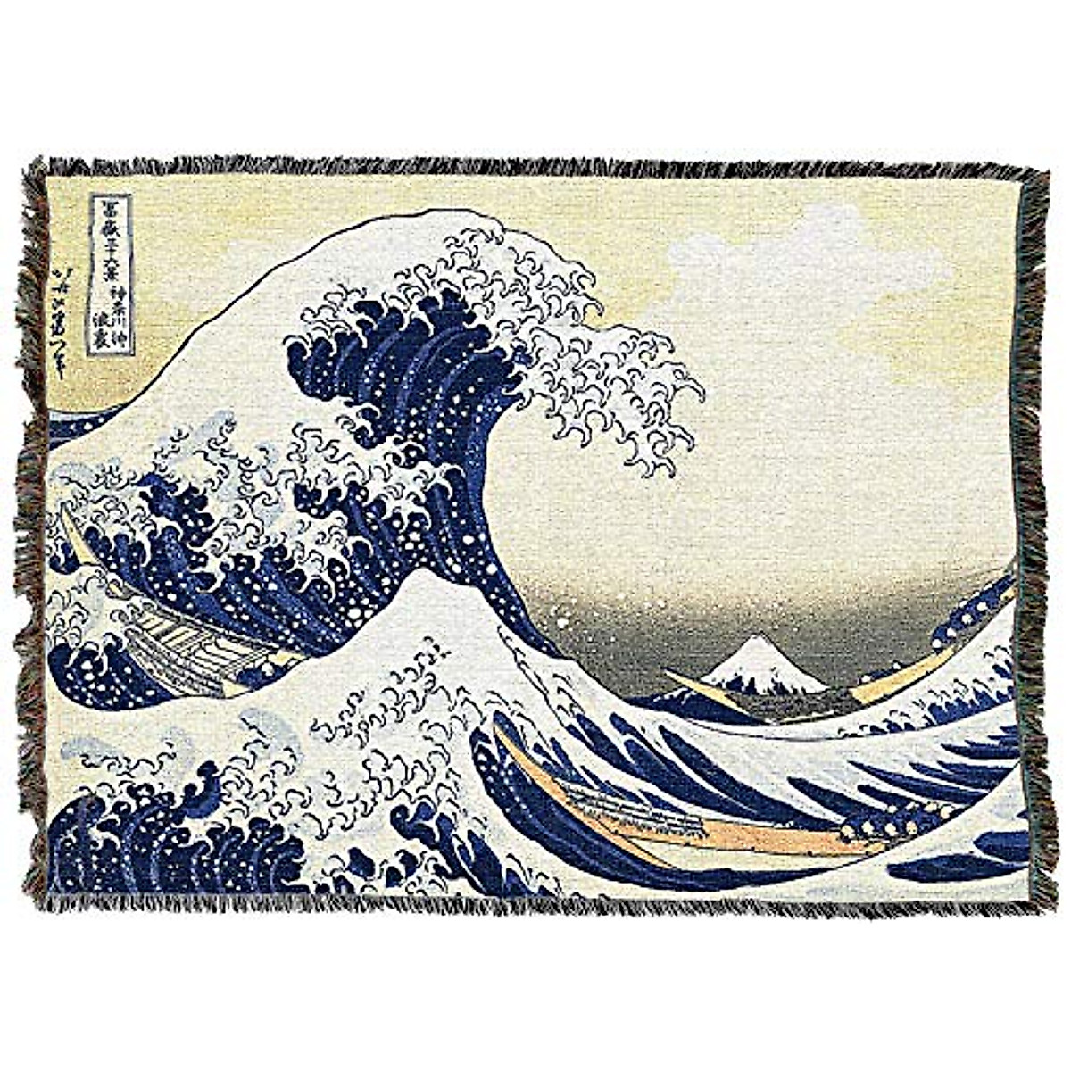 Pure Country Weavers Great Wave of Kanagawa Blanket by Katsushika Hokusai - Fine Art Gift Tapestry Throw Woven from Cotton - Made in The USA (72x54)