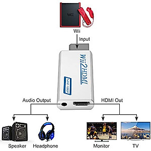 Rybozen Wii to HDMI Converter, Wii HDMI Adapter 1080P, Output Video Audio HDMI Converter with 3.5mm Audio Jack&HDMI Output Supports All Wii Display Modes 720P NTSC Compatible with Wii, Wii U, HDTV