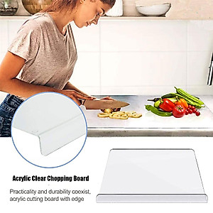 Acrylic Anti-slip Transparent Cutting Board, 15.7"x11.8" Clear Acrylic Cutting Board with Lip, Kitchen Cutting Boards for Countertop, Clear Non Slip Cutting Board for Home Restaurant Kitchen