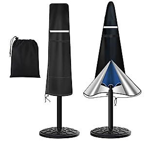 Patio Umbrella Cover Waterproof Umbrella Covers for 7ft to 11ft Garden Umbrellas, Parasol Cover Waterproof and Durable Market Umbrella Cover with Zipper, Waterproof Outdoor Market Umbrella Cove, Black