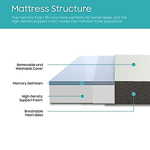 Greaton 4-Inch Tri-Folding Portable Gel Memory Foam Floor Mattress | Ultra Soft Breathable Mesh Sides, Cot Pad, Comfortable Multi-Functional Mattresses, Removable and Washable Cover, 25-Inch, White