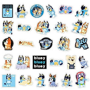50 Cartoon Stickers Colorful Aesthetic VSCO Vinyl/PVC Waterproof Decals for Water Bottle, Hydroflask, Guitar, Luggage, Phone, Case, Laptop, Skateboard, Gift for Kids, Teens, Boys and Girls (Blue)