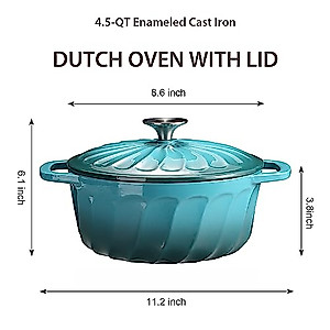 Enameled Dutch Oven with Lid,Cast Iron Dutch Oven Pot,Dual Handles for Bread Baking, Cook, Bake, Refrigerate Safe across All Cooktops(Green)