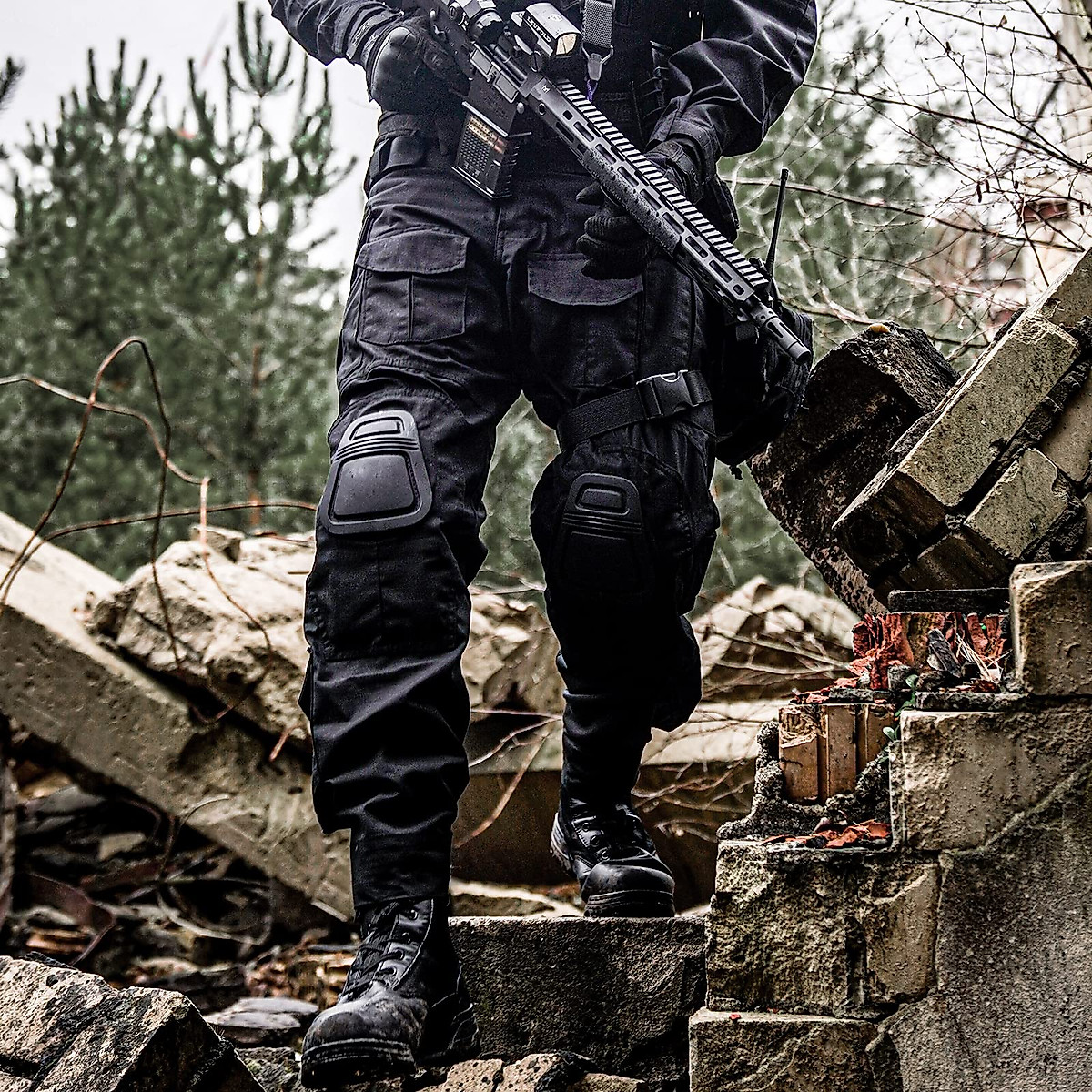 G3 Combat Pants with Knee Pads Tactical Military Trousers Hunting Camo Pants for Men Rip-Stop Airsoft Gear (Black, 34)