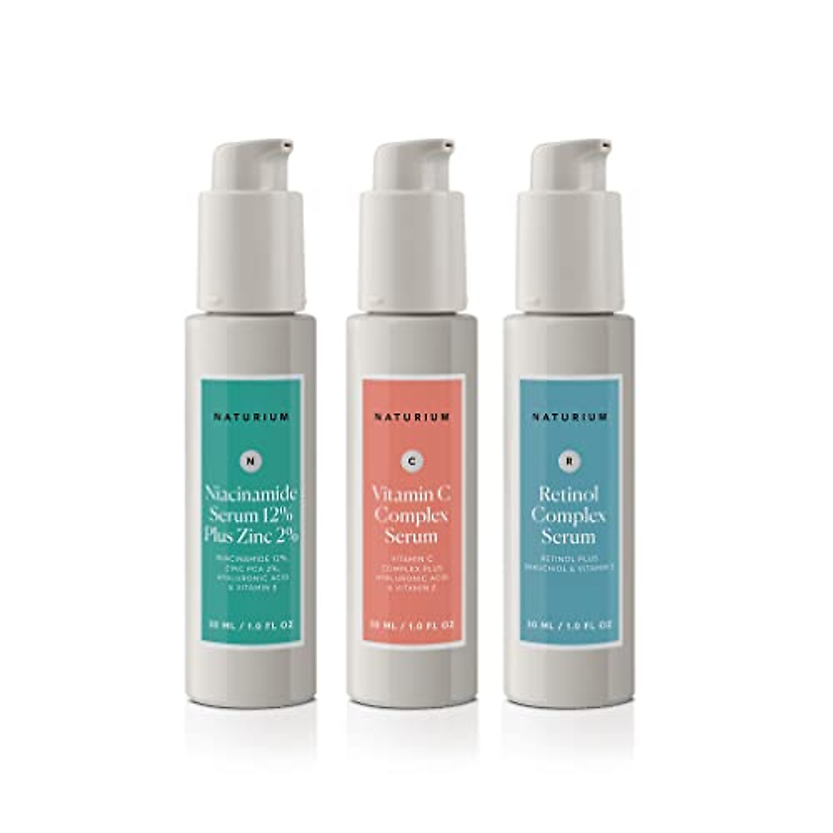 Naturium Superstar Set, Niacinamide Serum 12%, Vitamin C Complex Face Serum, & Retinol Complex Serum, Daily Skincare Serums