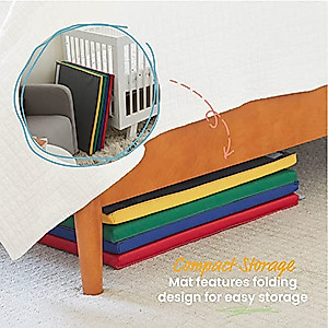 ECR4Kids SoftZone Quad Fold-N-Go Activity Mat and Patchwork Toddler Blocks, Beginner Playset, Assorted, 13-Piece