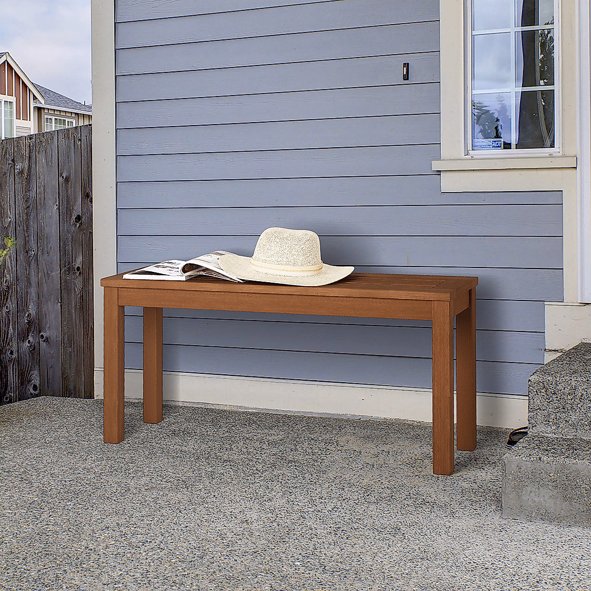 Furinno Tioman Outdoor Hardwood Potting Bench and Backless Bench