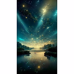 Rousp DIY 5D Diamond Painting Kits for Adults Diamond Art Star Lake Diamond Painting Full Drill Crystal Rhinestone Diamond Embroidery Craft Kits for Home Wall Decor Gifts, 27.5 X 15.7inch