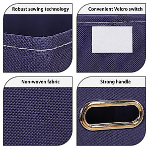 HEAYEEG Black Collapsible Cube Storage Bins with Lids, Fabric Cube Storage Organizer With Handles Closet Organizers,For Clothes Storage, Nursery,Home Bedroom Basket,3 Pack,(Navy Blue)