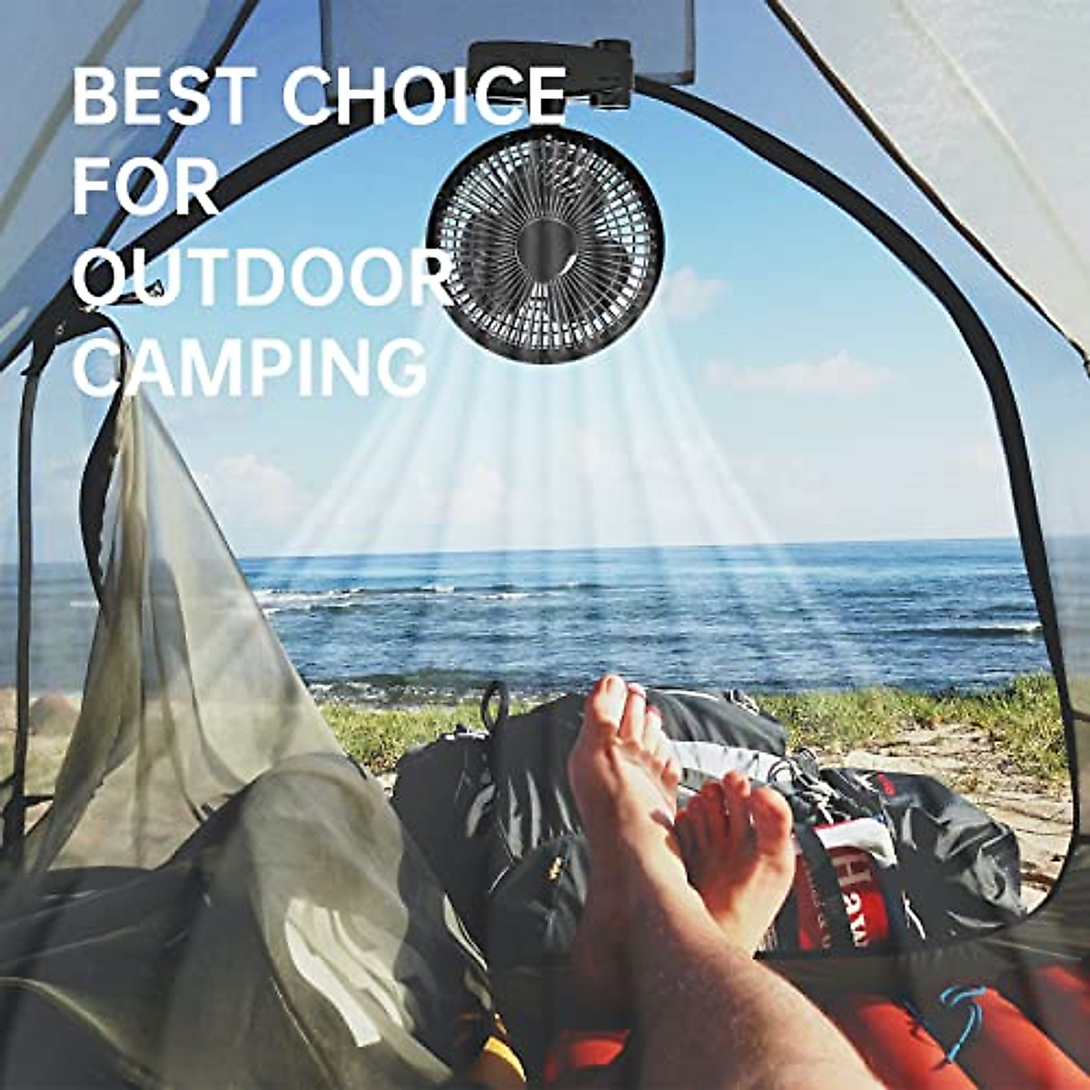 HealSmart 6 inch Clip Fan, Portable Grow Tent Fan, 2-speeds 90° Oscillating Small Clamp Fan with 15W 53" Plug Cord for Stroller Bed, Table, Desk, Bunk, Dorm (Black)