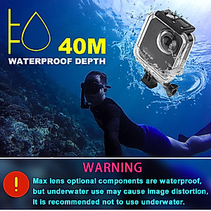Waterproof Case for Gopro Max Action Camera, Underwater Diving Protective Housing 40M with Bracket Accessories