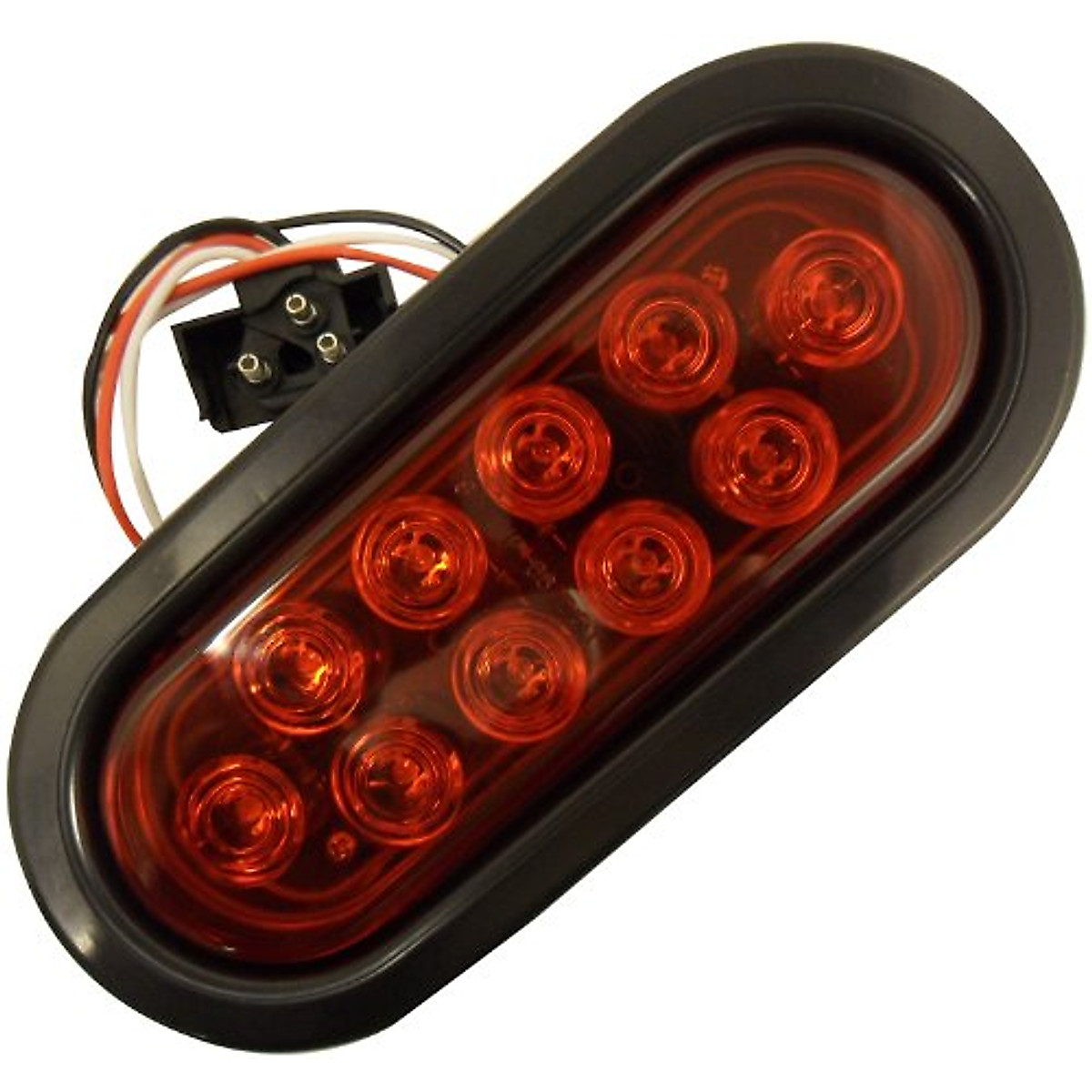 Autosmart KL-35100RK Red Oval Sealed LED Turn Signal and Parking Light Kit with Light, Grommet and Plug