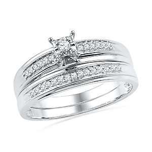 DGOLD Sterling Silver Round Diamond Bridal Ring (1/6CTTW)