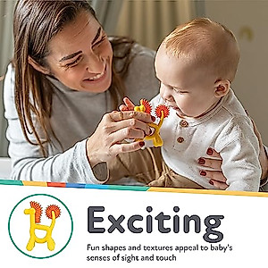 Nuby Silicone Geo Zoos Teether - Giraffe Teething Toy for Babies 3+ Months - Soothes and Massages Sore Gums