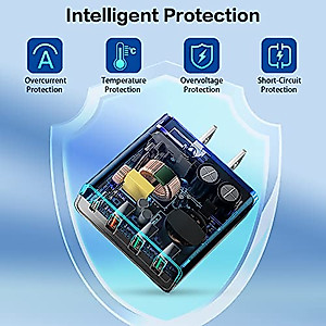 35W USB C Charger Fast Charging Block 4Port Multi USB Wall Charger Quick 3.0 Power Delivery Adapter Bricks Compatible for iPhone14/13/Pro Max,Pad Samsung S23 S22 S9,Google Pixel 7,6 Tablet,Black-II