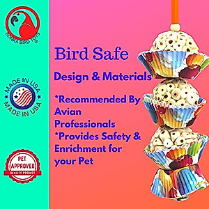 Bonka Bird Toys 1931 Three Cake Colorful Shredding Foraging Treat Natural Sola Conures Cockatiels Parakeets and Other Similar Birds